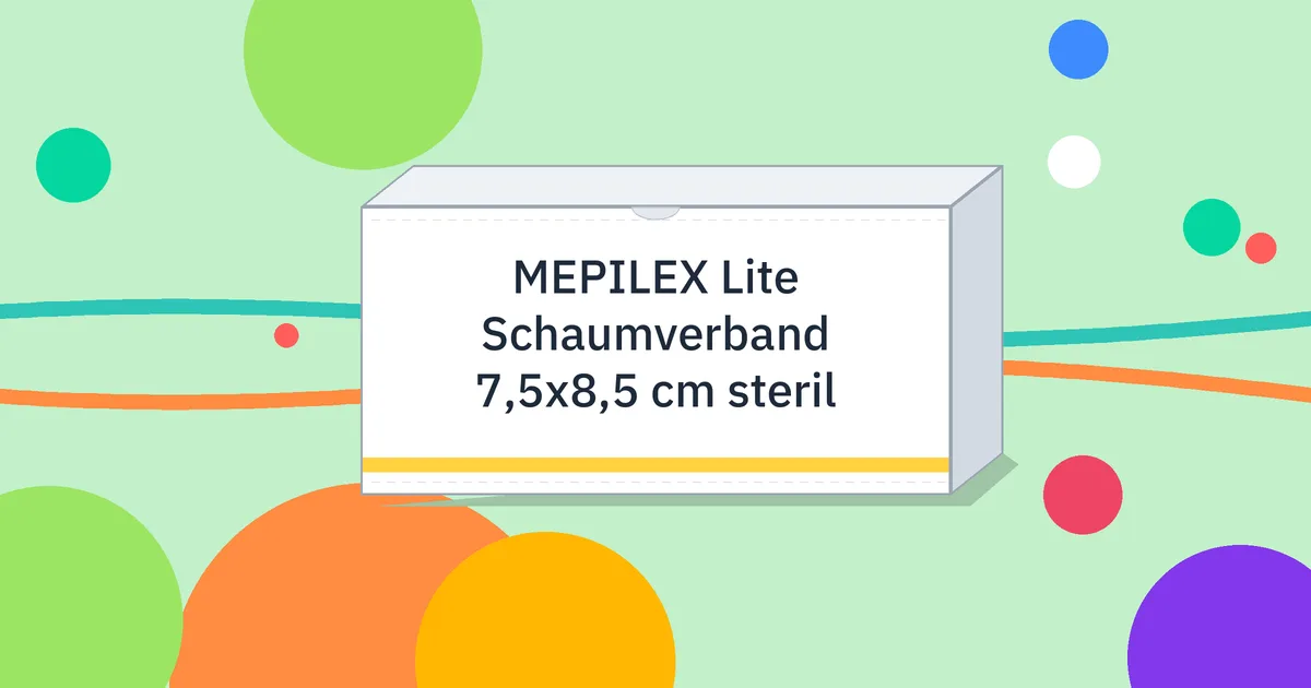 Symbolbild: Packung mit der Aufschrift MEPILEX Lite Schaumverband 7,5x8,5 cm steril (PZN 19702302) – Verfügbarkeit und Bezug in Apotheken in Frankfurt am Main