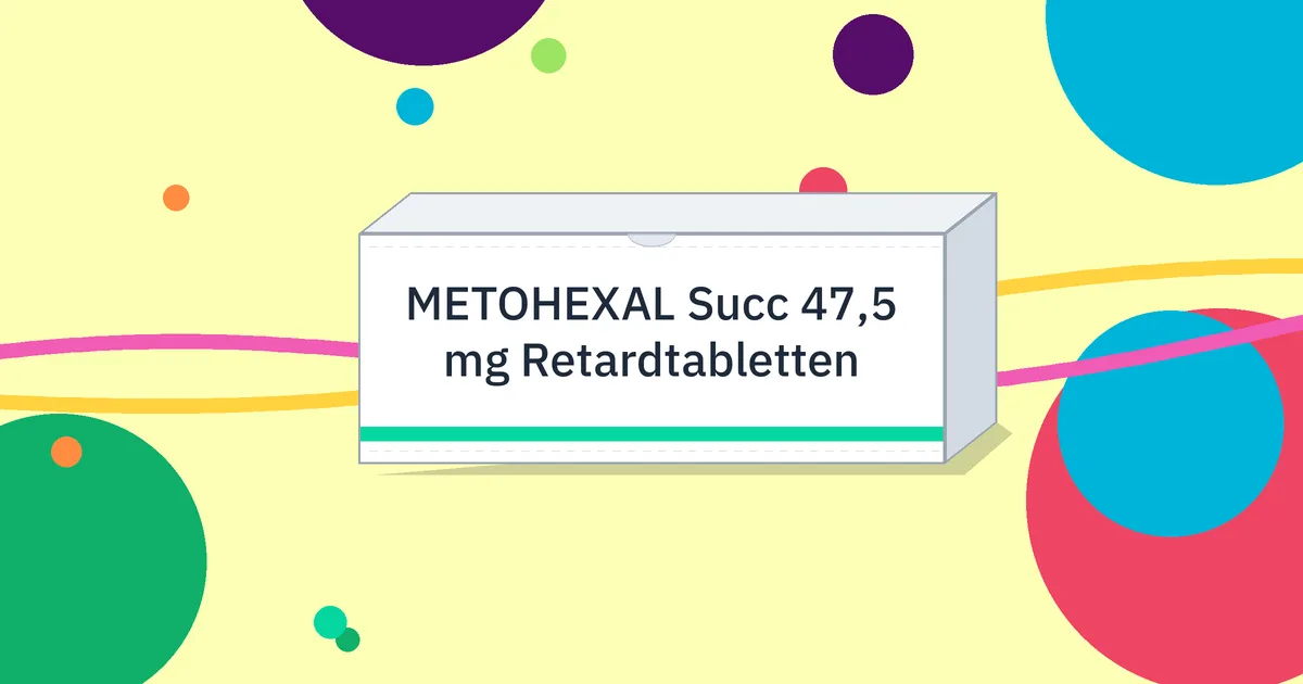 Symbolbild: Packung mit der Aufschrift METOHEXAL Succ 47,5 mg Retardtabletten (PZN 00850448) – Verfügbarkeit und Bezug in Apotheken in Frankfurt am Main