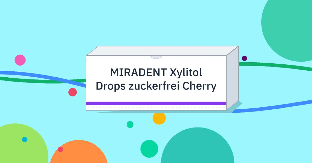 Symbolbild: Packung mit der Aufschrift MIRADENT Xylitol Drops zuckerfrei Cherry (PZN 00416870) – Verfügbarkeit und Bezug in Apotheken in Frankfurt am Main
