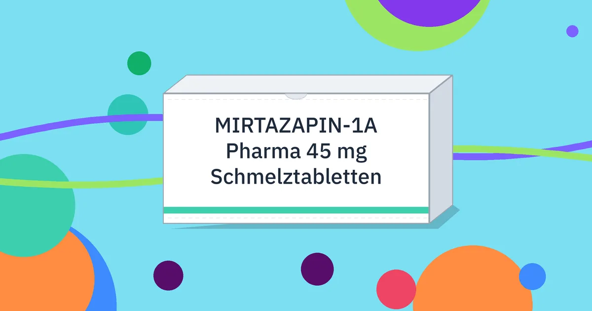 Symbolbild: Packung mit der Aufschrift MIRTAZAPIN-1A Pharma 45 mg Schmelztabletten (PZN 06320958) – Verfügbarkeit und Bezug in Apotheken in Frankfurt am Main