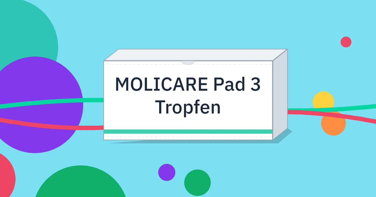 Symbolbild: Packung mit der Aufschrift MOLICARE Pad 3 Tropfen (PZN 13982476) – Verfügbarkeit und Bezug in Apotheken in Frankfurt am Main