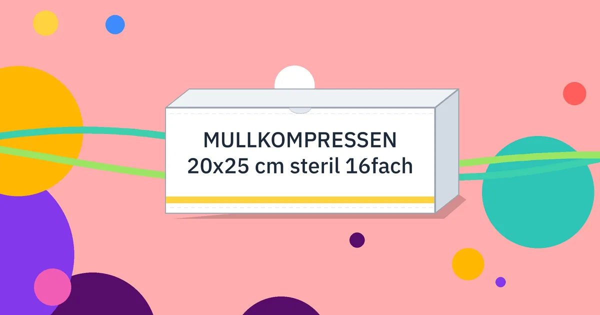 Symbolbild: Packung mit der Aufschrift MULLKOMPRESSEN 20x25 cm steril 16fach (PZN 07152813) – Verfügbarkeit und Bezug in Apotheken in Frankfurt am Main