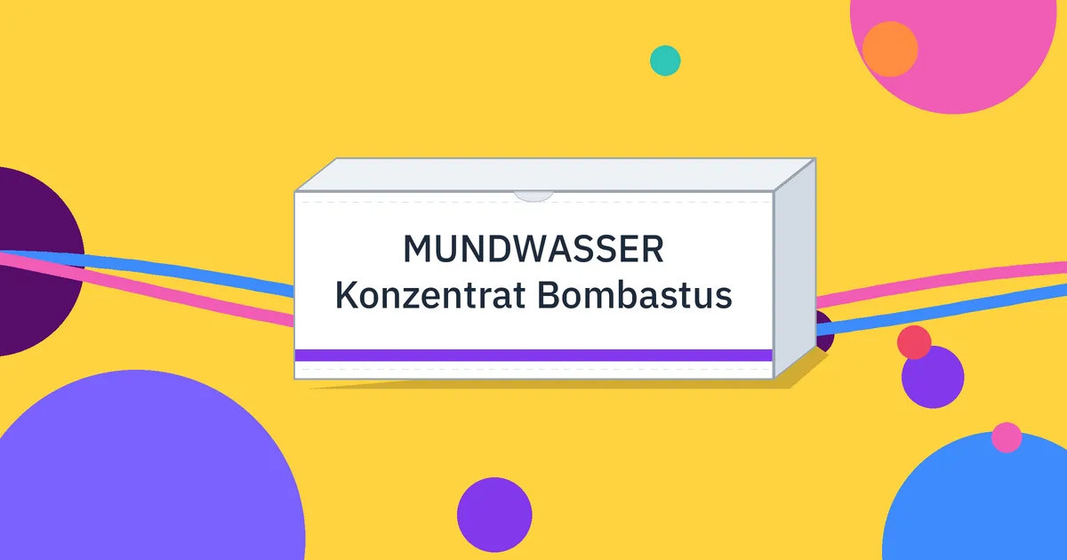 Symbolbild: Packung mit der Aufschrift MUNDWASSER Konzentrat Bombastus (PZN 17893982) – Verfügbarkeit und Bezug in Apotheken in Frankfurt am Main