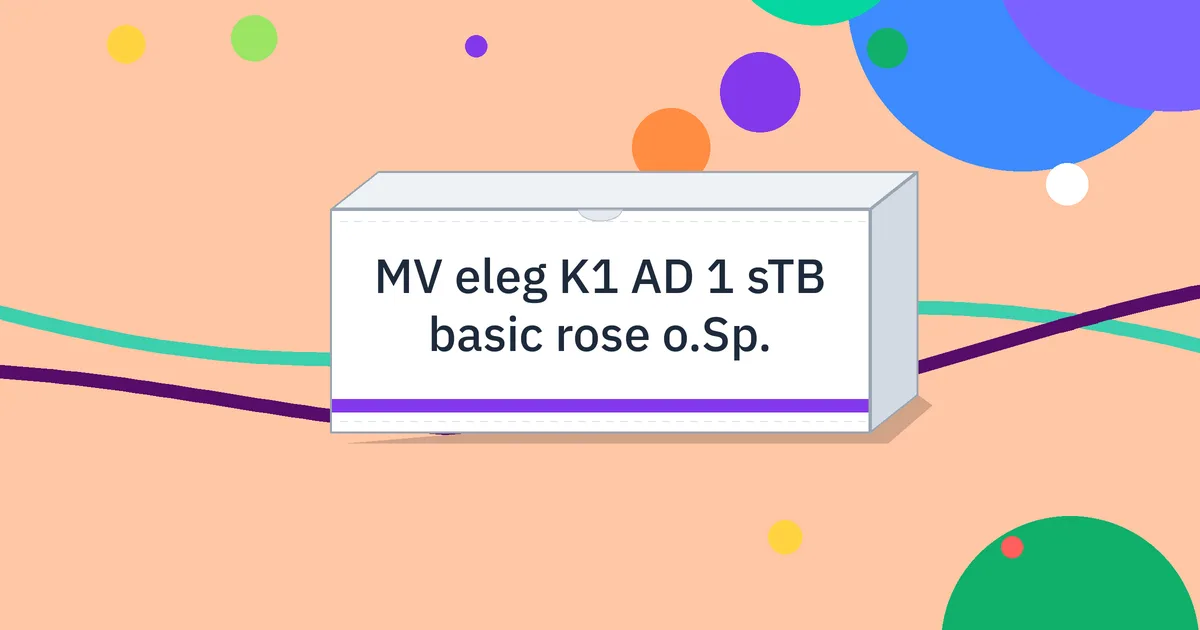 Symbolbild: Packung mit der Aufschrift MV eleg K1 AD 1 sTB basic rose o.Sp. (PZN 14685792) – Verfügbarkeit und Bezug in Apotheken in Frankfurt am Main