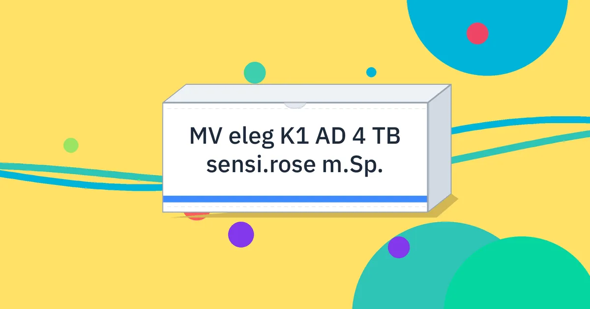 Symbolbild: Packung mit der Aufschrift MV eleg K1 AD 4 TB sensi.rose m.Sp. (PZN 14684858) – Verfügbarkeit und Bezug in Apotheken in Frankfurt am Main