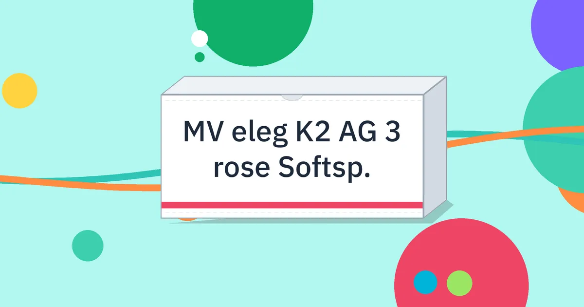 Symbolbild: Packung mit der Aufschrift MV eleg K2 AG 3 rose Softsp. (PZN 14700333) – Verfügbarkeit und Bezug in Apotheken in Frankfurt am Main