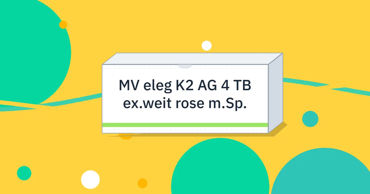Symbolbild: Packung mit der Aufschrift MV eleg K2 AG 4 TB ex.weit rose m.Sp. (PZN 14700008) – Verfügbarkeit und Bezug in Apotheken in Frankfurt am Main
