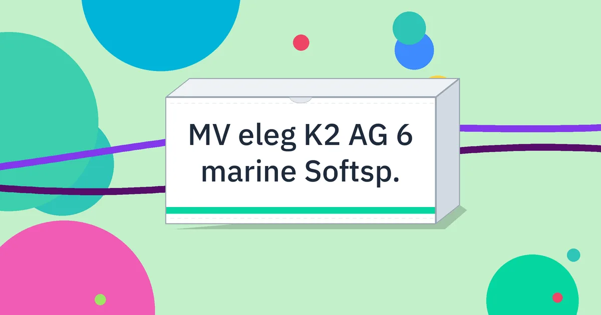 Symbolbild: Packung mit der Aufschrift MV eleg K2 AG 6 marine Softsp. (PZN 14612830) – Verfügbarkeit und Bezug in Apotheken in Frankfurt am Main