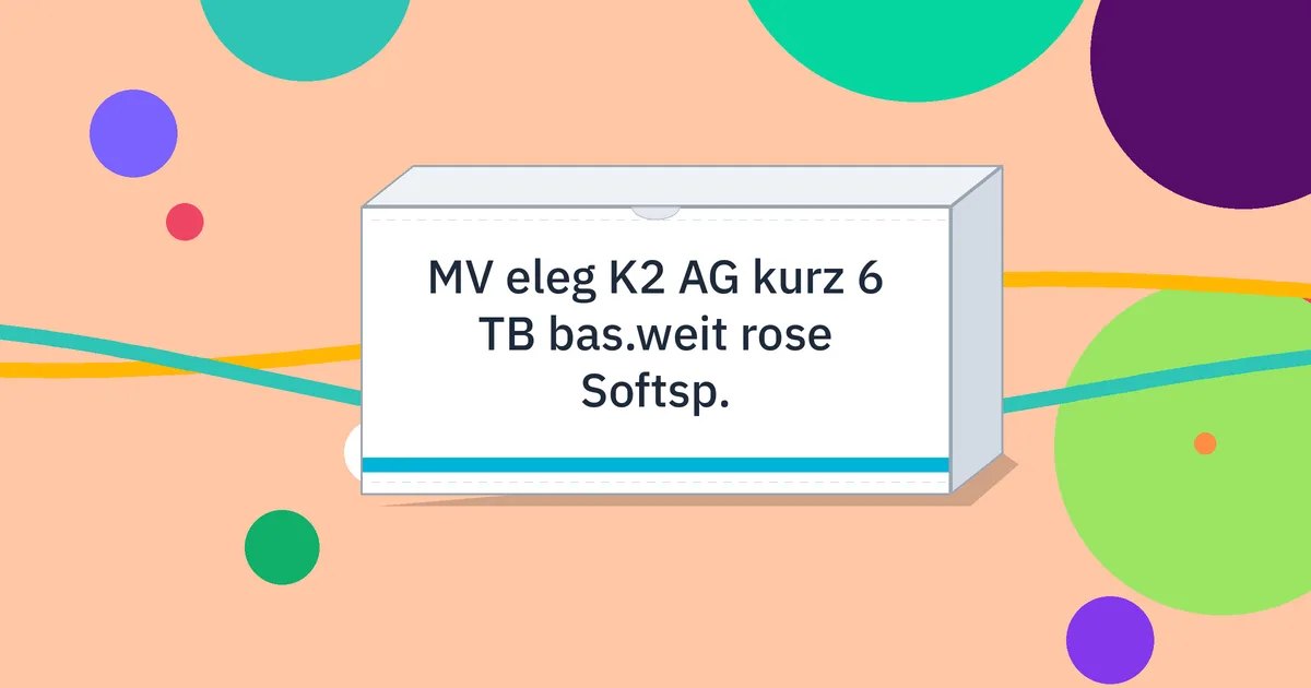 Symbolbild: Packung mit der Aufschrift MV eleg K2 AG kurz 6 TB bas.weit rose Softsp. (PZN 14698352) – Verfügbarkeit und Bezug in Apotheken in Frankfurt am Main