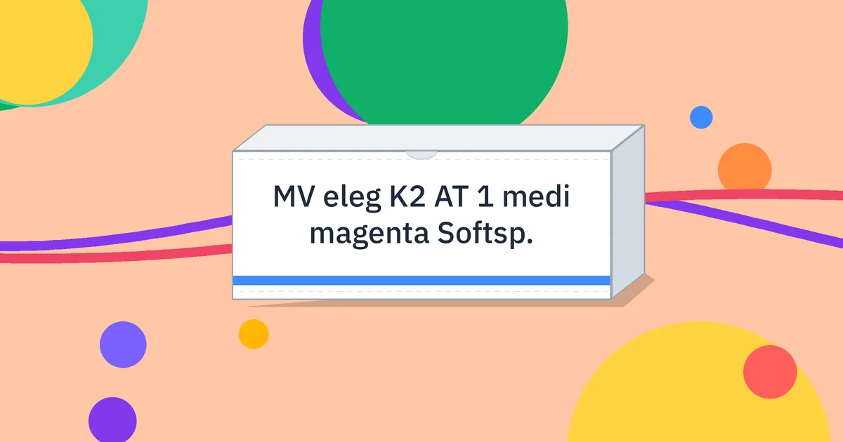 Symbolbild: Packung mit der Aufschrift MV eleg K2 AT 1 medi magenta Softsp. (PZN 14625991) – Verfügbarkeit und Bezug in Apotheken in Frankfurt am Main