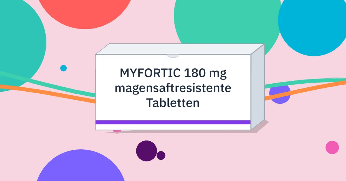 Symbolbild: Packung mit der Aufschrift MYFORTIC 180 mg magensaftresistente Tabletten (PZN 00361063) – Verfügbarkeit und Bezug in Apotheken in Frankfurt am Main