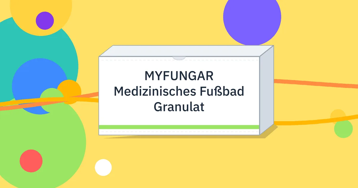 Symbolbild: Packung mit der Aufschrift MYFUNGAR Medizinisches Fußbad Granulat (PZN 19446402) – Verfügbarkeit und Bezug in Apotheken in Frankfurt am Main