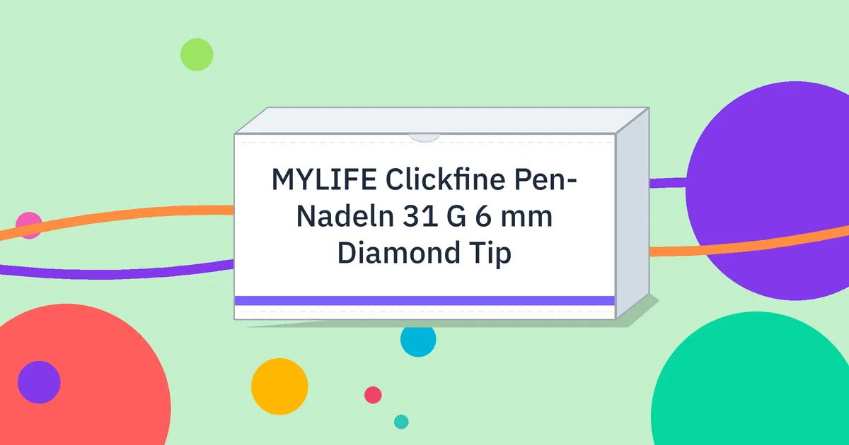 Symbolbild: Packung mit der Aufschrift MYLIFE Clickfine Pen-Nadeln 31 G 6 mm Diamond Tip (PZN 11870655) – Verfügbarkeit und Bezug in Apotheken in Frankfurt am Main