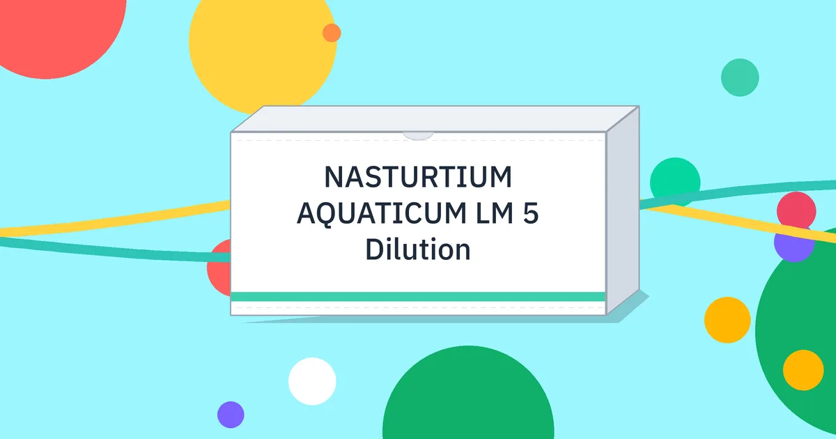 Symbolbild: Packung mit der Aufschrift NASTURTIUM AQUATICUM LM 5 Dilution (PZN 13616234) – Verfügbarkeit und Bezug in Apotheken in Frankfurt am Main