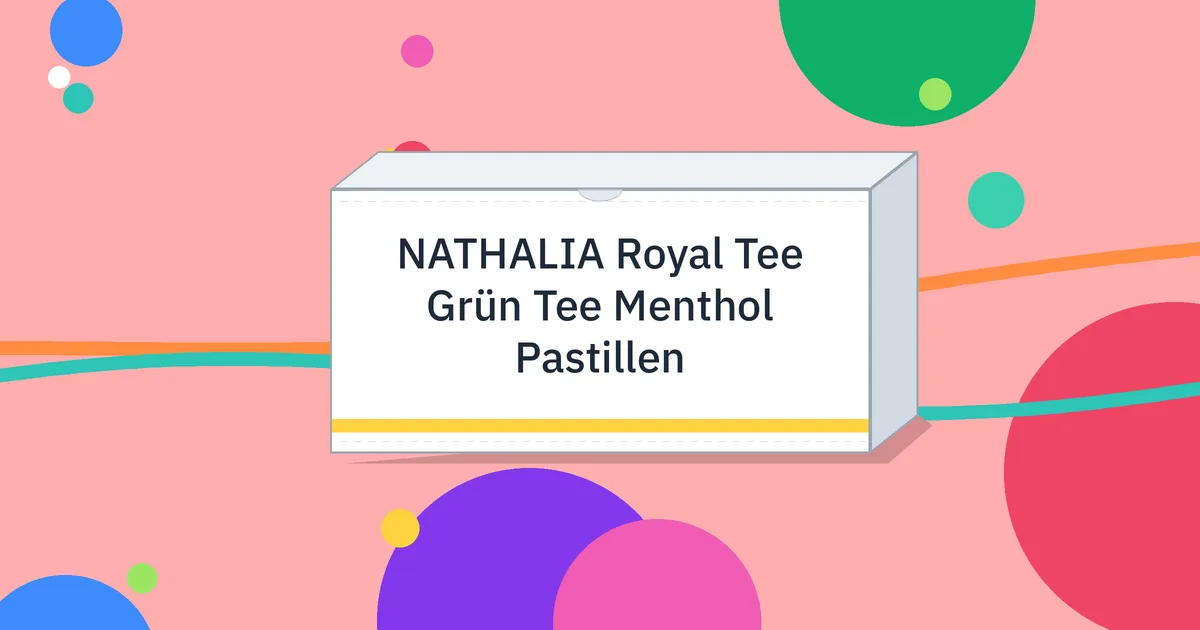 Symbolbild: Packung mit der Aufschrift NATHALIA Royal Tee Grün Tee Menthol Pastillen (PZN 00620688) – Verfügbarkeit und Bezug in Apotheken in Frankfurt am Main