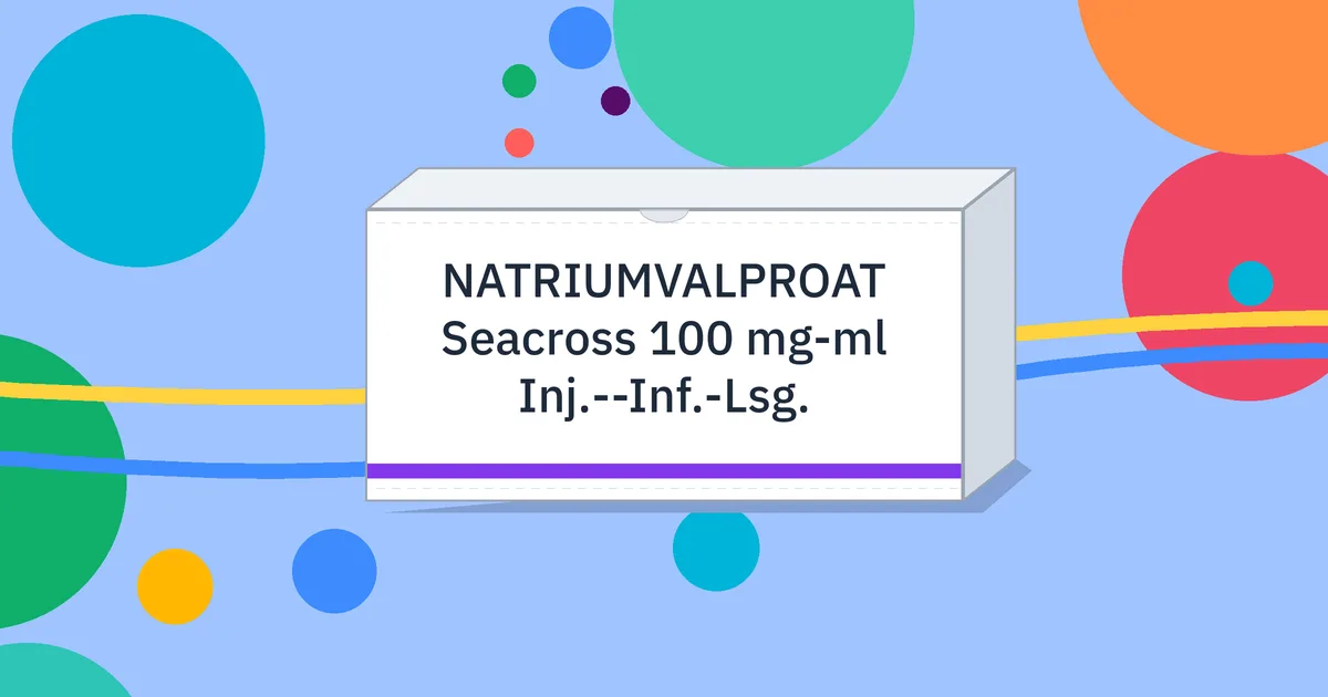 Symbolbild: Packung mit der Aufschrift NATRIUMVALPROAT Seacross 100 mg-ml Inj.--Inf.-Lsg. (PZN 19491503) – Verfügbarkeit und Bezug in Apotheken in Frankfurt am Main