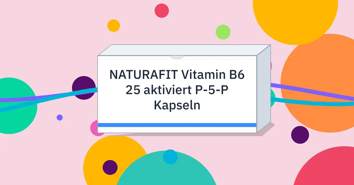 Symbolbild: Packung mit der Aufschrift NATURAFIT Vitamin B6 25 aktiviert P-5-P Kapseln (PZN 13704866) – Verfügbarkeit und Bezug in Apotheken in Frankfurt am Main