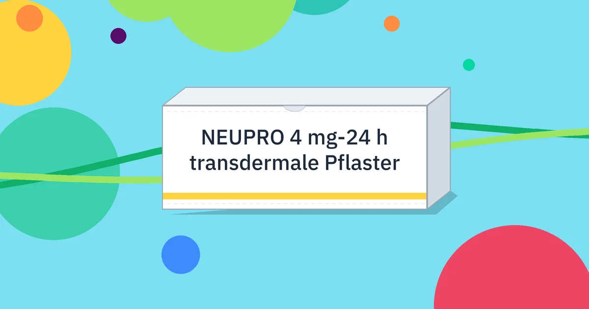 Symbolbild: Packung mit der Aufschrift NEUPRO 4 mg-24 h transdermale Pflaster (PZN 19228510) – Verfügbarkeit und Bezug in Apotheken in Frankfurt am Main