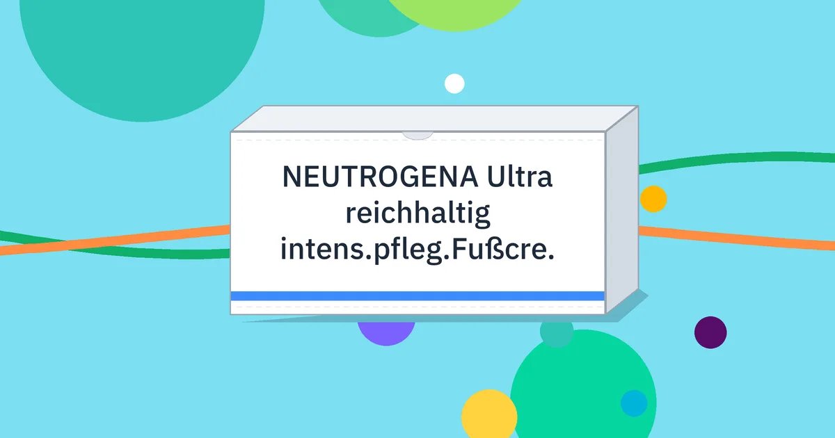 Symbolbild: Packung mit der Aufschrift NEUTROGENA Ultra reichhaltig intens.pfleg.Fußcre. (PZN 19491609) – Verfügbarkeit und Bezug in Apotheken in Frankfurt am Main