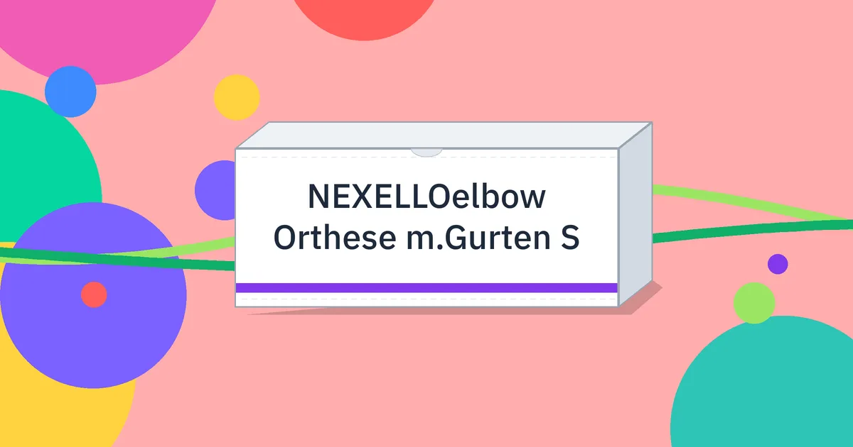 Symbolbild: Packung mit der Aufschrift NEXELLOelbow Orthese m.Gurten S (PZN 17519539) – Verfügbarkeit und Bezug in Apotheken in Frankfurt am Main