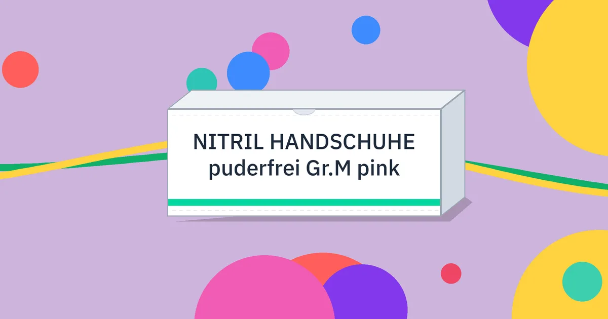 Symbolbild: Packung mit der Aufschrift NITRIL HANDSCHUHE puderfrei Gr.M pink (PZN 03758588) – Verfügbarkeit und Bezug in Apotheken in Frankfurt am Main
