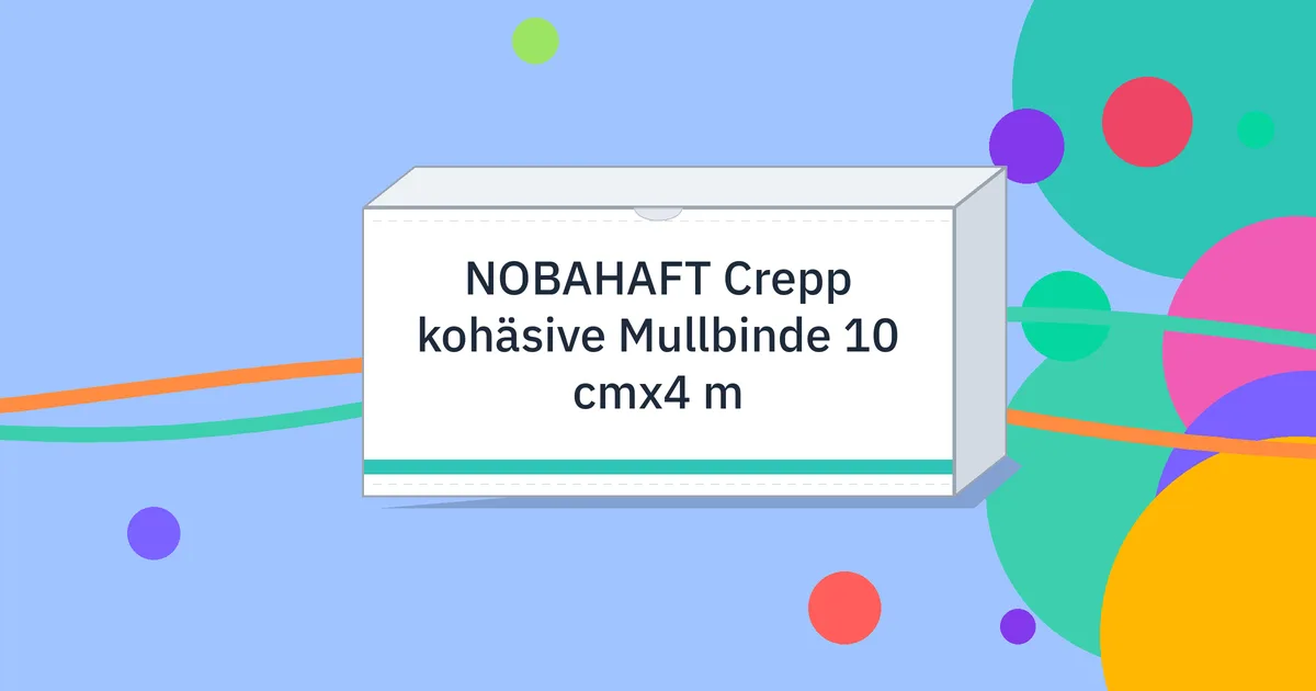 Symbolbild: Packung mit der Aufschrift NOBAHAFT Crepp kohäsive Mullbinde 10 cmx4 m (PZN 16028325) – Verfügbarkeit und Bezug in Apotheken in Frankfurt am Main
