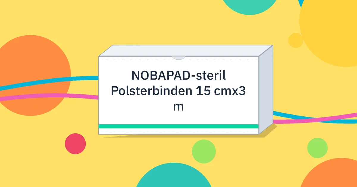 Symbolbild: Packung mit der Aufschrift NOBAPAD-steril Polsterbinden 15 cmx3 m (PZN 10200013) – Verfügbarkeit und Bezug in Apotheken in Frankfurt am Main