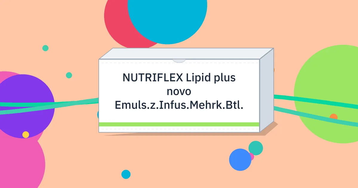 Symbolbild: Packung mit der Aufschrift NUTRIFLEX Lipid plus novo Emuls.z.Infus.Mehrk.Btl. (PZN 18116677) – Verfügbarkeit und Bezug in Apotheken in Frankfurt am Main