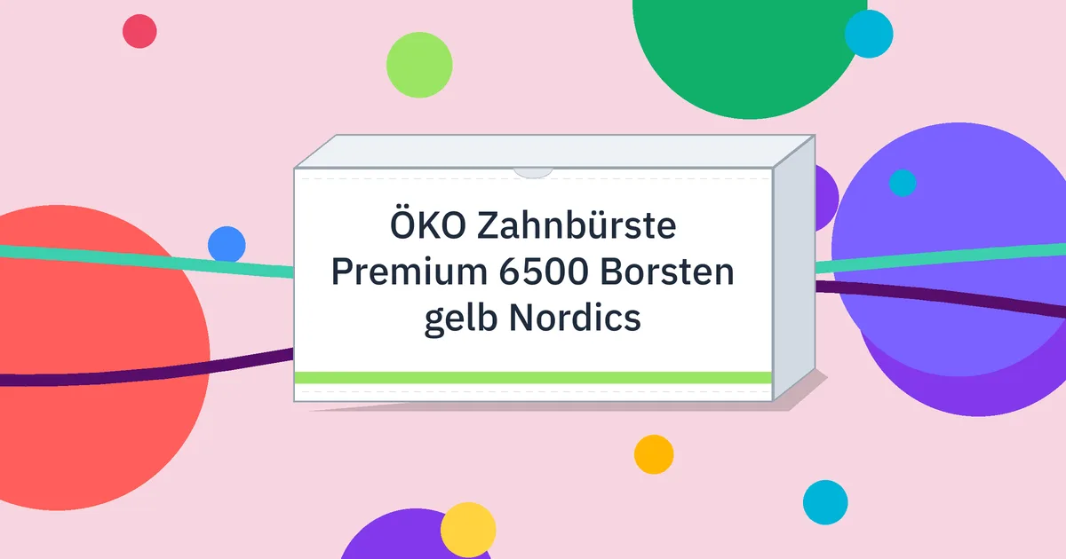 Symbolbild: Packung mit der Aufschrift ÖKO Zahnbürste Premium 6500 Borsten gelb Nordics (PZN 19513245) – Verfügbarkeit und Bezug in Apotheken in Frankfurt am Main