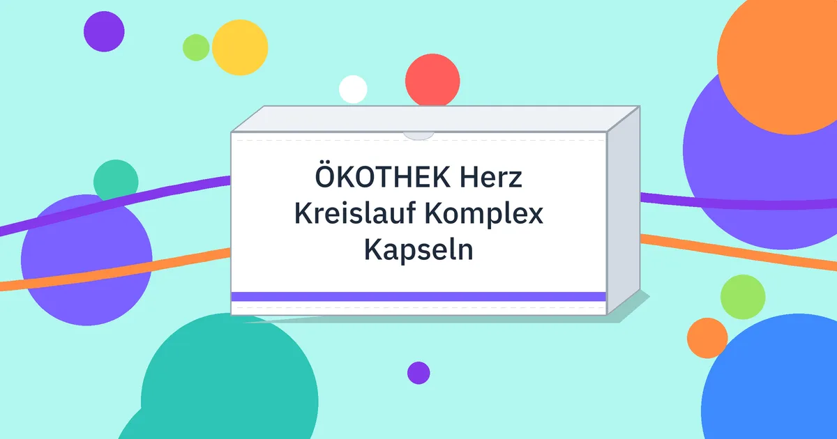 Symbolbild: Packung mit der Aufschrift ÖKOTHEK Herz Kreislauf Komplex Kapseln (PZN 19404160) – Verfügbarkeit und Bezug in Apotheken in Frankfurt am Main