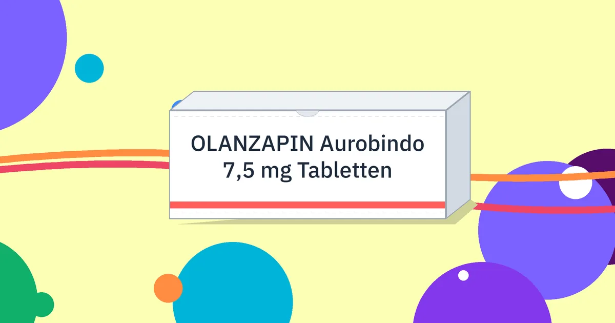 Symbolbild: Packung mit der Aufschrift OLANZAPIN Aurobindo 7,5 mg Tabletten (PZN 09618233) – Verfügbarkeit und Bezug in Apotheken in Frankfurt am Main