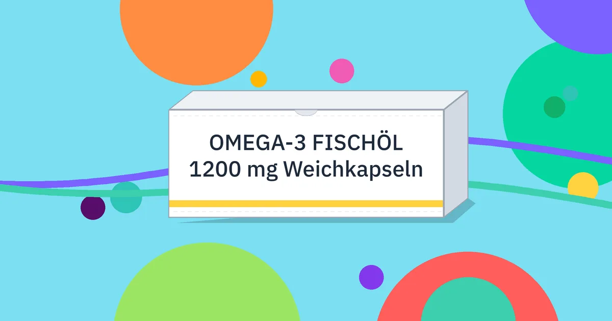 Symbolbild: Packung mit der Aufschrift OMEGA-3 FISCHÖL 1200 mg Weichkapseln (PZN 11721725) – Verfügbarkeit und Bezug in Apotheken in Frankfurt am Main