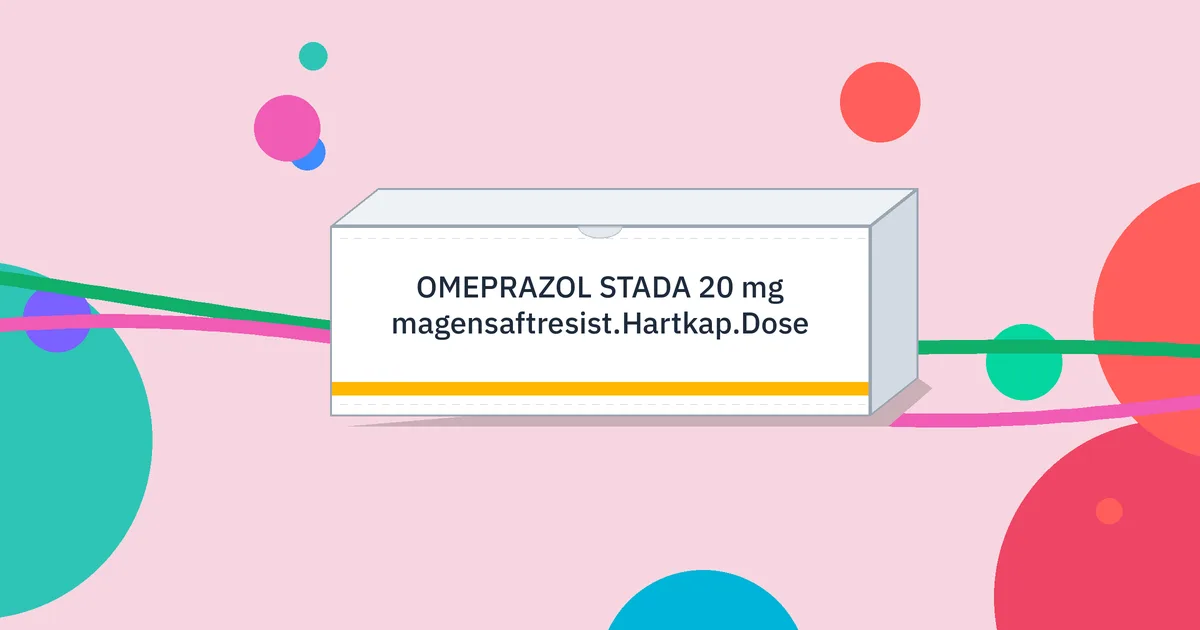 Symbolbild: Packung mit der Aufschrift OMEPRAZOL STADA 20 mg magensaftresist.Hartkap.Dose (PZN 02032659) – Verfügbarkeit und Bezug in Apotheken in Frankfurt am Main