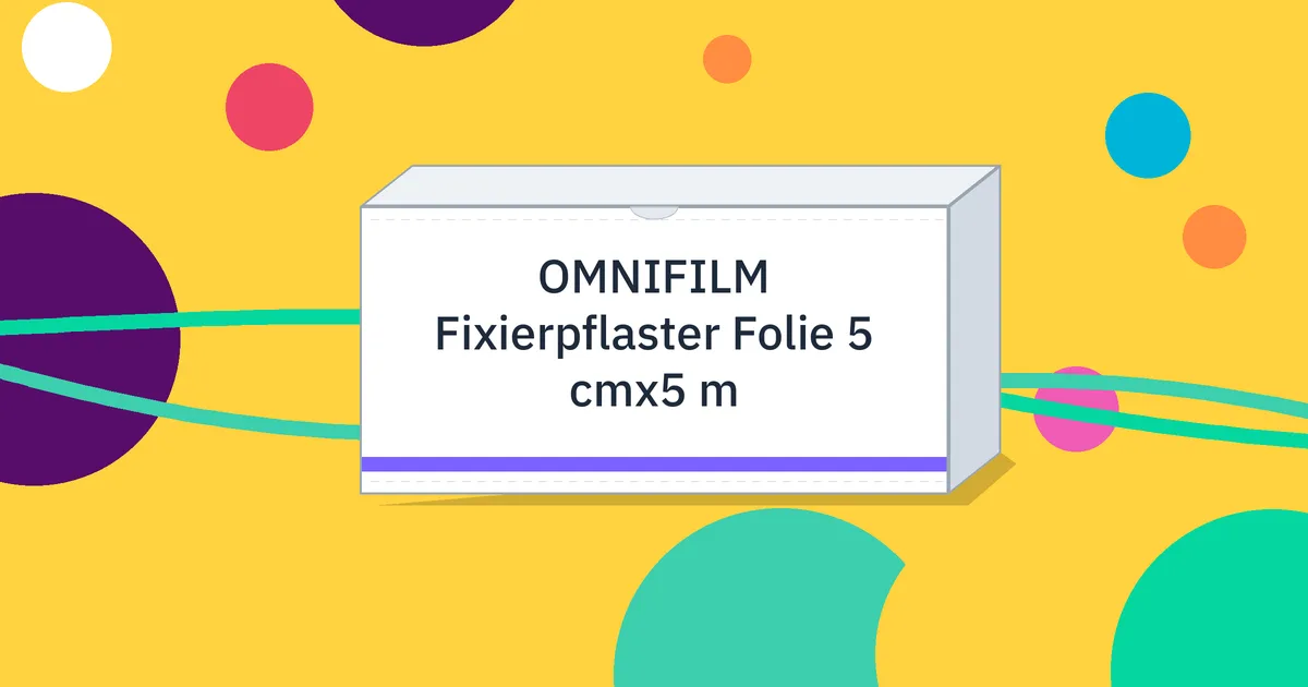 Symbolbild: Packung mit der Aufschrift OMNIFILM Fixierpflaster Folie 5 cmx5 m (PZN 14443126) – Verfügbarkeit und Bezug in Apotheken in Frankfurt am Main