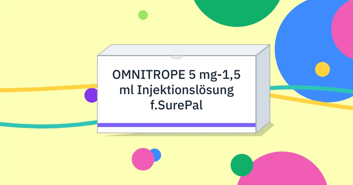 Symbolbild: Packung mit der Aufschrift OMNITROPE 5 mg-1,5 ml Injektionslösung f.SurePal (PZN 11128849) – Verfügbarkeit und Bezug in Apotheken in Frankfurt am Main