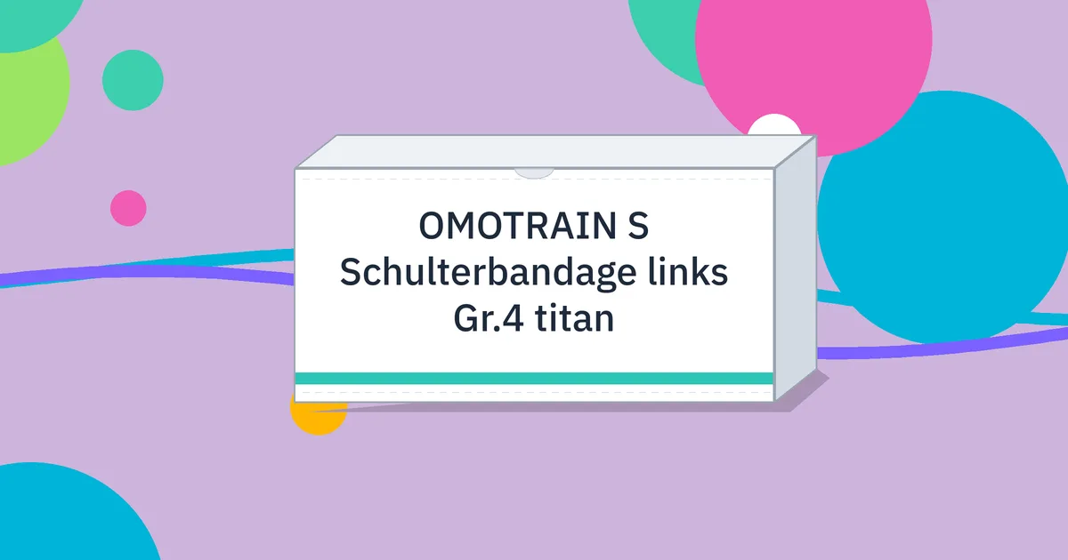 Symbolbild: Packung mit der Aufschrift OMOTRAIN S Schulterbandage links Gr.4 titan (PZN 01865506) – Verfügbarkeit und Bezug in Apotheken in Frankfurt am Main