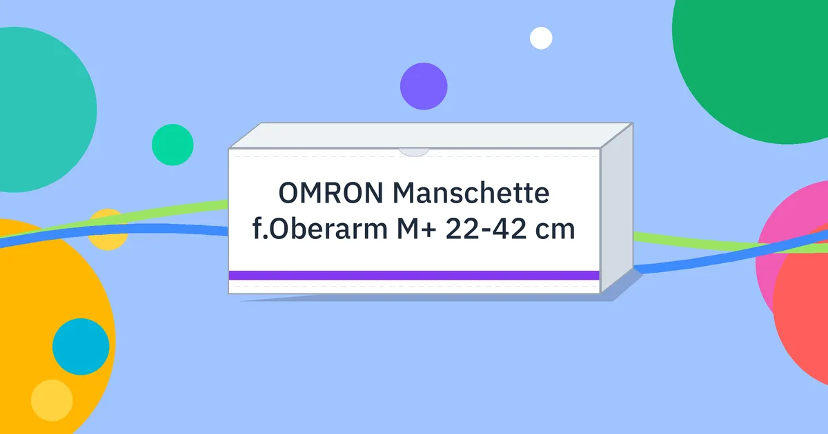 Symbolbild: Packung mit der Aufschrift OMRON Manschette f.Oberarm M+ 22-42 cm (PZN 09487883) – Verfügbarkeit und Bezug in Apotheken in Frankfurt am Main