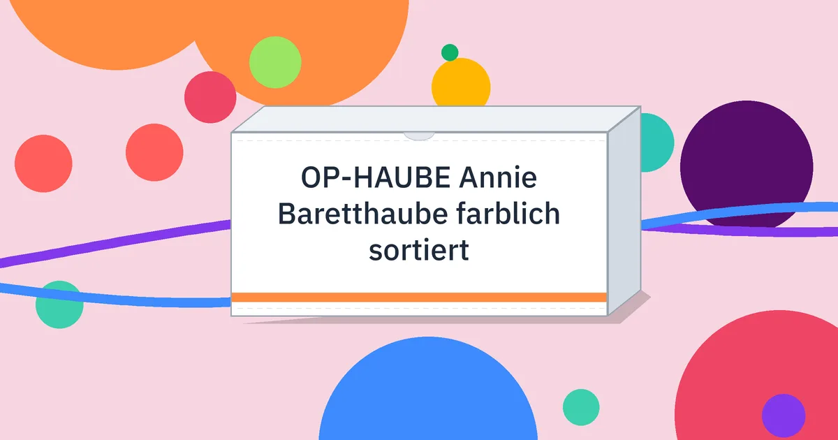 Symbolbild: Packung mit der Aufschrift OP-HAUBE Annie Baretthaube farblich sortiert (PZN 06137881) – Verfügbarkeit und Bezug in Apotheken in Frankfurt am Main