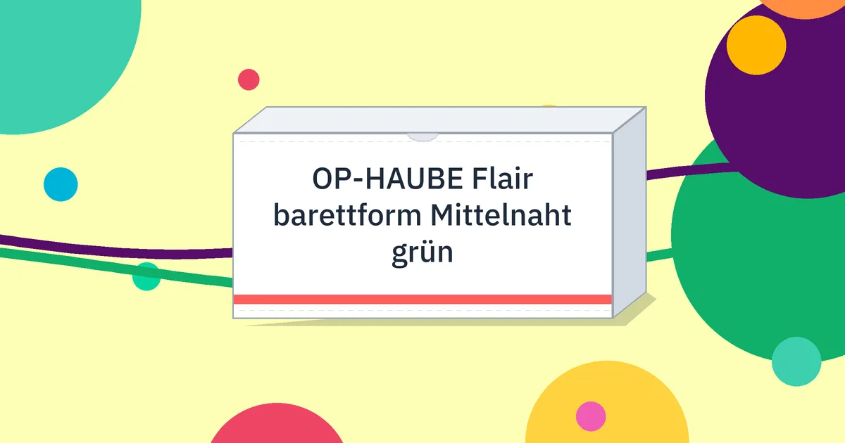 Symbolbild: Packung mit der Aufschrift OP-HAUBE Flair barettform Mittelnaht grün (PZN 10124588) – Verfügbarkeit und Bezug in Apotheken in Frankfurt am Main