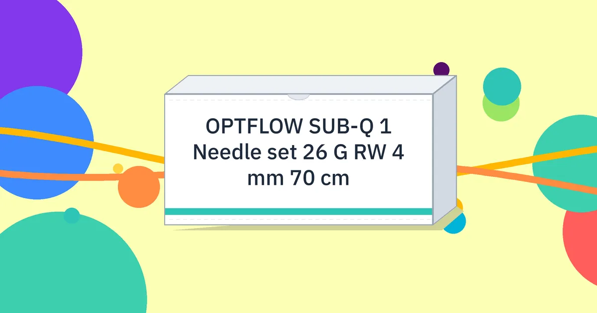 Symbolbild: Packung mit der Aufschrift OPTFLOW SUB-Q 1 Needle set 26 G RW 4 mm 70 cm (PZN 16528855) – Verfügbarkeit und Bezug in Apotheken in Frankfurt am Main