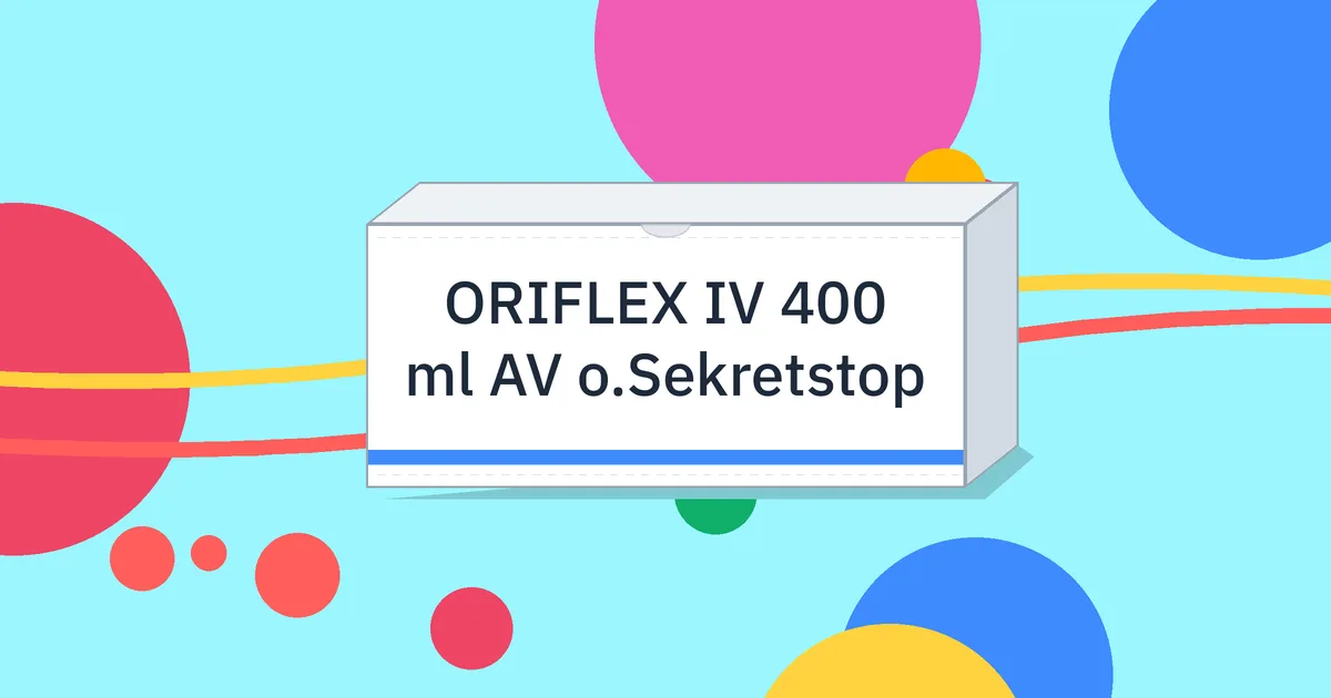Symbolbild: Packung mit der Aufschrift ORIFLEX IV 400 ml AV o.Sekretstop (PZN 17485510) – Verfügbarkeit und Bezug in Apotheken in Frankfurt am Main