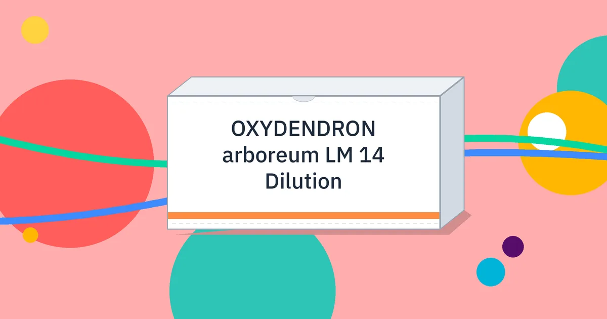 Symbolbild: Packung mit der Aufschrift OXYDENDRON arboreum LM 14 Dilution (PZN 13629449) – Verfügbarkeit und Bezug in Apotheken in Frankfurt am Main