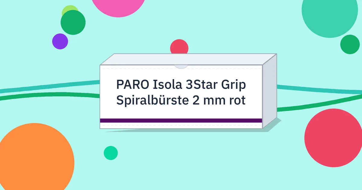 Symbolbild: Packung mit der Aufschrift PARO Isola 3Star Grip Spiralbürste 2 mm rot (PZN 03540197) – Verfügbarkeit und Bezug in Apotheken in Frankfurt am Main