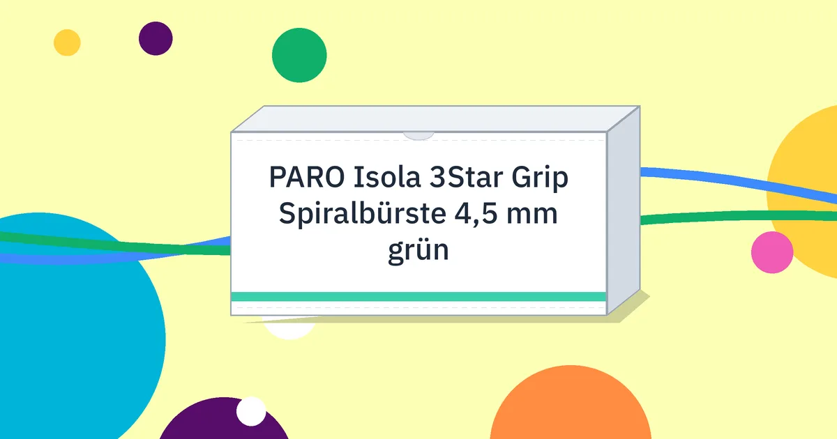 Symbolbild: Packung mit der Aufschrift PARO Isola 3Star Grip Spiralbürste 4,5 mm grün (PZN 03674911) – Verfügbarkeit und Bezug in Apotheken in Frankfurt am Main