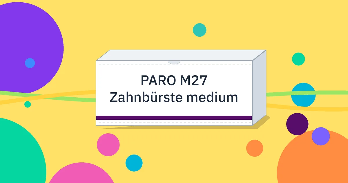 Symbolbild: Packung mit der Aufschrift PARO M27 Zahnbürste medium (PZN 17372332) – Verfügbarkeit und Bezug in Apotheken in Frankfurt am Main