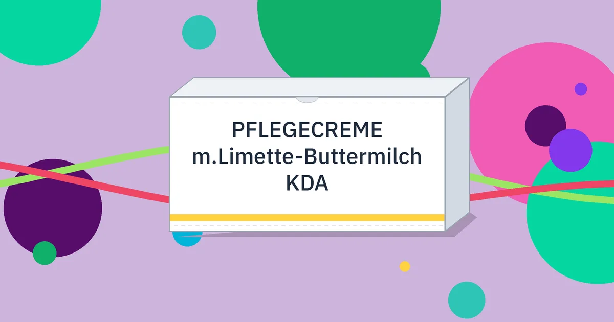 Symbolbild: Packung mit der Aufschrift PFLEGECREME m.Limette-Buttermilch KDA (PZN 14370539) – Verfügbarkeit und Bezug in Apotheken in Frankfurt am Main