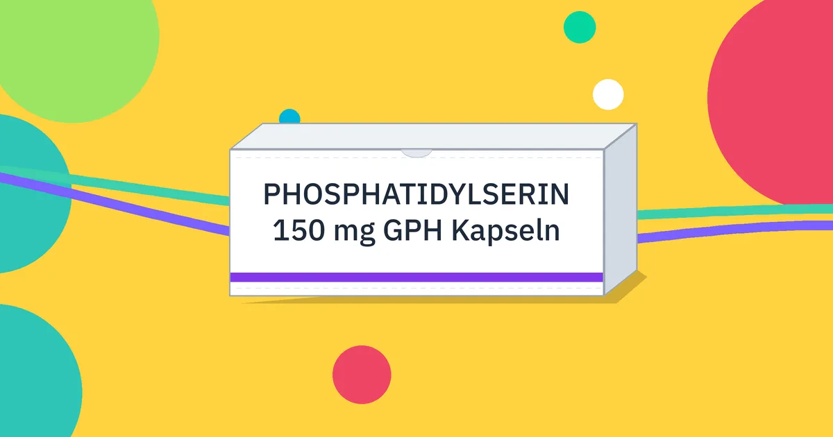 Symbolbild: Packung mit der Aufschrift PHOSPHATIDYLSERIN 150 mg GPH Kapseln (PZN 09323495) – Verfügbarkeit und Bezug in Apotheken in Frankfurt am Main
