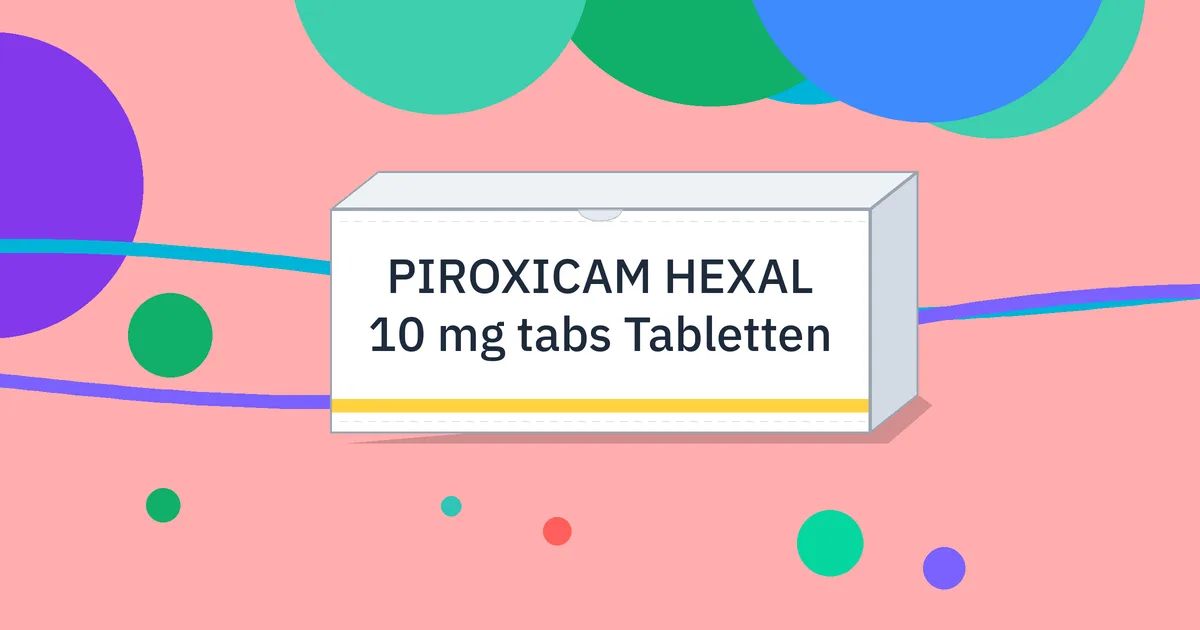 Symbolbild: Packung mit der Aufschrift PIROXICAM HEXAL 10 mg tabs Tabletten (PZN 03412051) – Verfügbarkeit und Bezug in Apotheken in Frankfurt am Main
