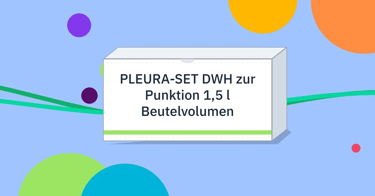 Symbolbild: Packung mit der Aufschrift PLEURA-SET DWH zur Punktion 1,5 l Beutelvolumen (PZN 04500538) – Verfügbarkeit und Bezug in Apotheken in Frankfurt am Main