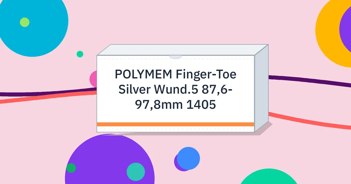 Symbolbild: Packung mit der Aufschrift POLYMEM Finger-Toe Silver Wund.5 87,6-97,8mm 1405 (PZN 12451802) – Verfügbarkeit und Bezug in Apotheken in Frankfurt am Main